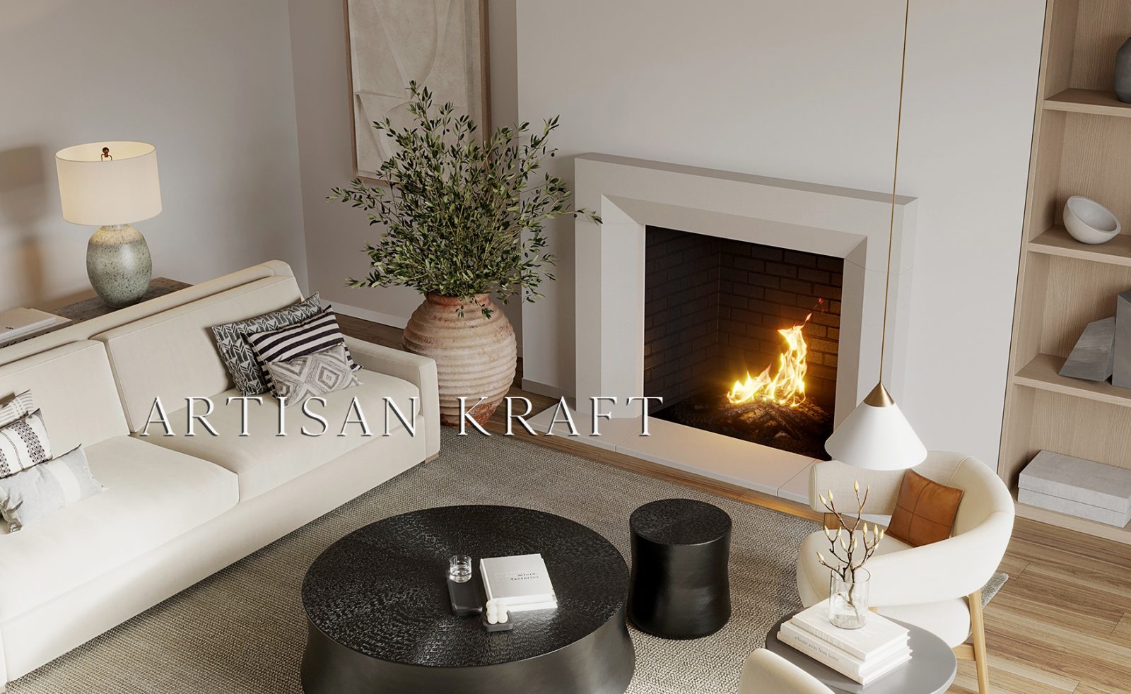 Beveled Cast Stone Mantel - Artisan Kraft