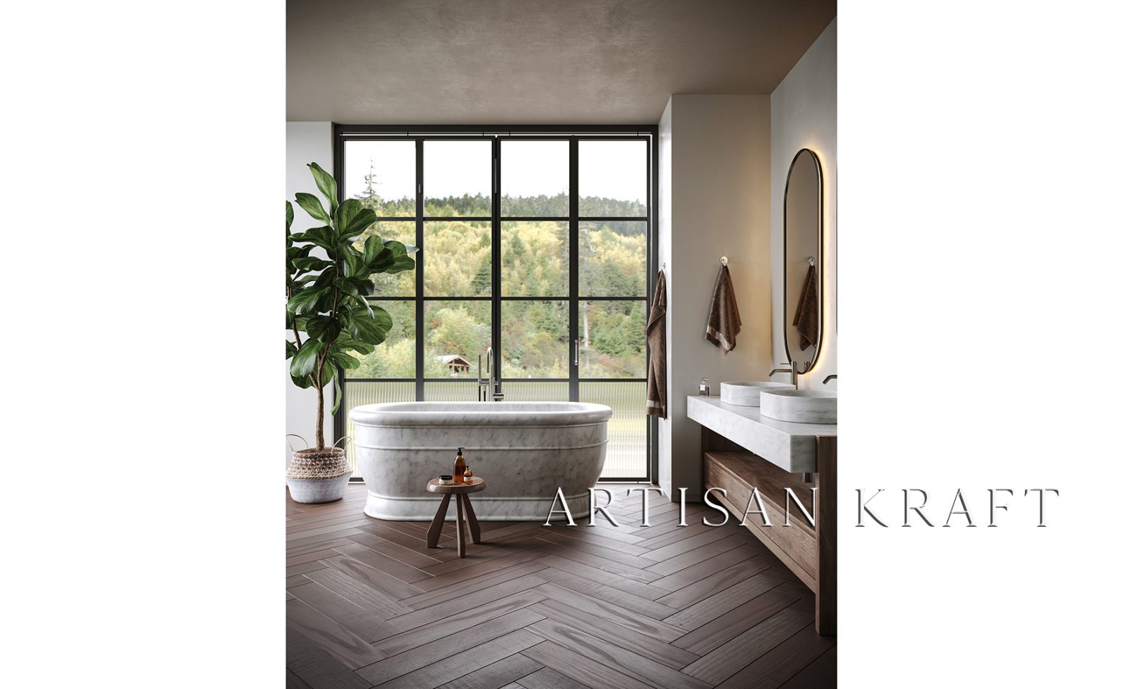Roman Pedestal Stone Bathtub - Artisan Kraft